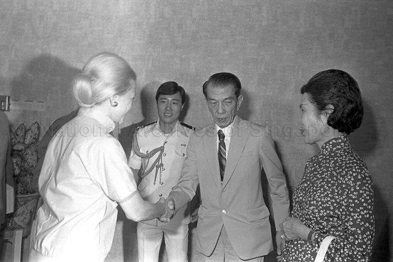 President Dr Benjamin Henry Sheares greeting Mrs Rachel