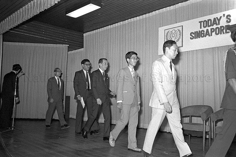 President Dr Benjamin Sheares (third from right) arriving