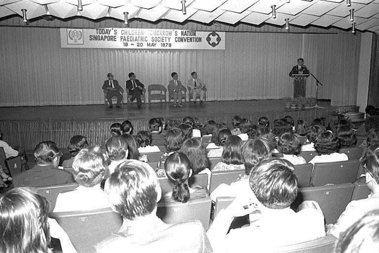 President Dr Benjamin Sheares speaking at the opening of the