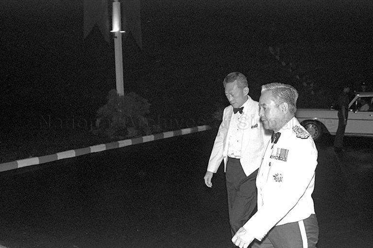 Prime Minister Lee Kuan Yew arriving at Police Academy in