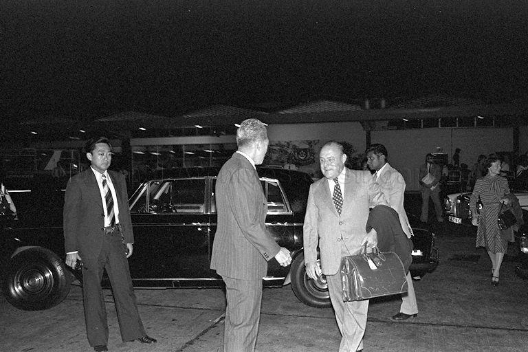 Prime Minister of New Zealand Robert Muldoon arriving at