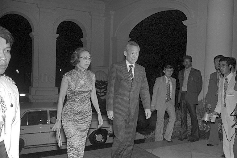 Prime Minister Lee Kuan Yew and Mrs Lee arriving at the