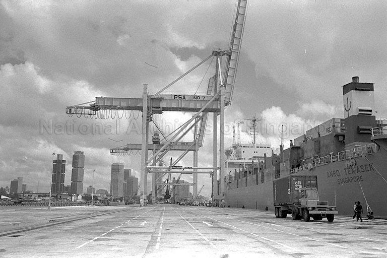 View of Port of Singapore Authority (PSA) container terminal