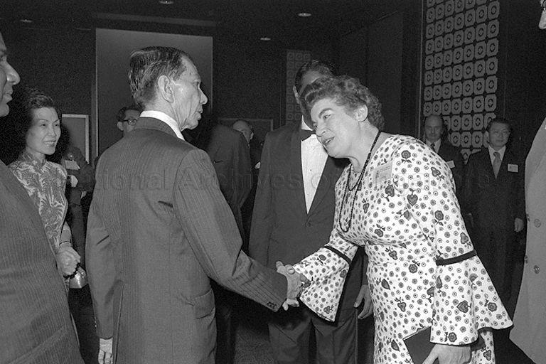 President Dr Benjamin Sheares being greeted at the banquet