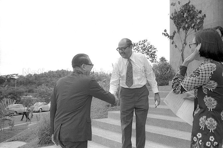 Minister for Finance Hon Sui Sen (left) arriving for opening
