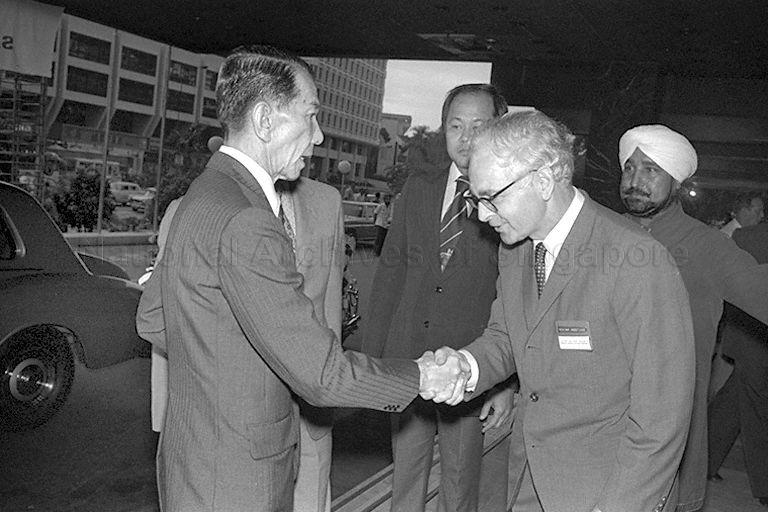 President Dr Benjamin Sheares going through a receiving line