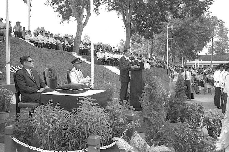 President Dr Benjamin Henry Sheares speaking at Police Day