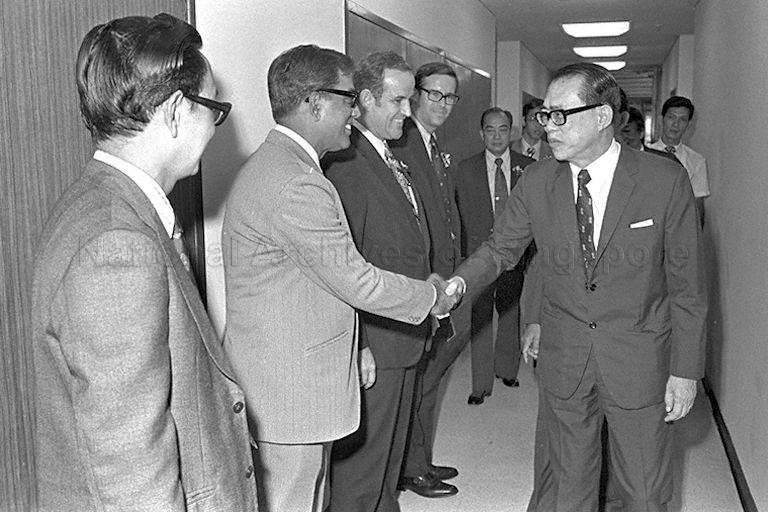 Minister for Finance Hon Sui Sen being greeted upon arrival