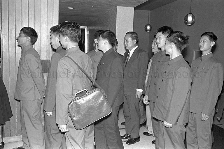 Kwangchow Acrobatic Troupe of China arriving for dinner