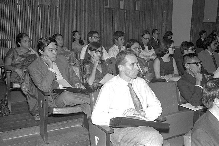 Delegates listening to President Dr Benjamin Sheares at the