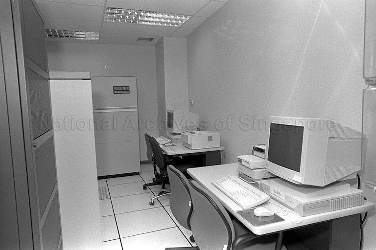 View of equipment in computer room taken during