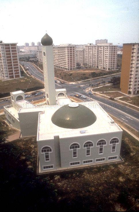 Aerial view of Al-Ansar Mosque at junction of Chai Chee