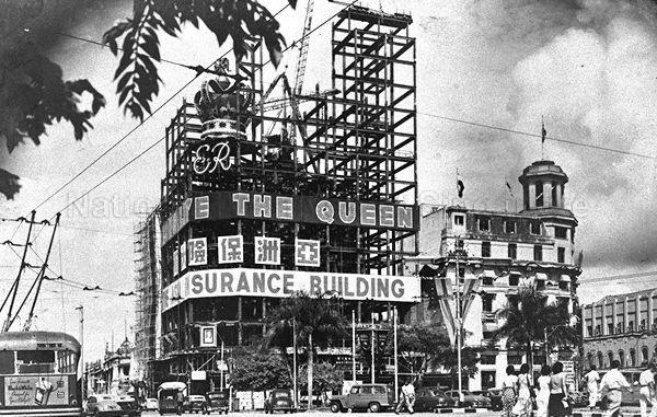 The unfinished Asia Insurance Building at Collyer Quay being
