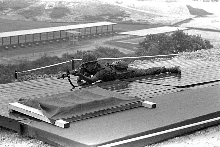 VIEW OF A LIVE FIRING EXERCISE IN AN ARMY CAMP IN JURONG