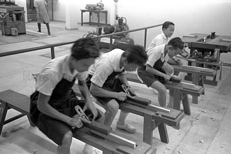 Woodworks class in progress during opening of Kim Seng