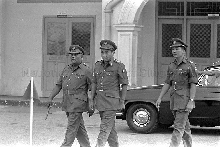 Minister of Defence Dr Goh Keng Swee (centre) arriving for