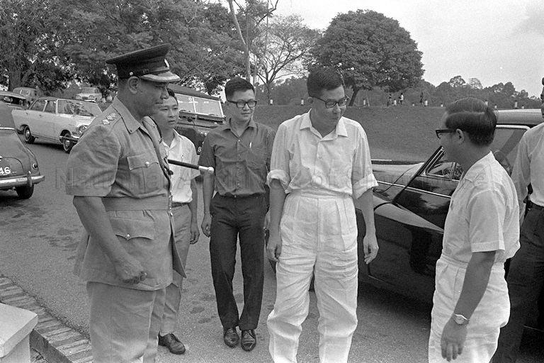 Deputy Prime Minister Dr Toh Chin Chye (right) being