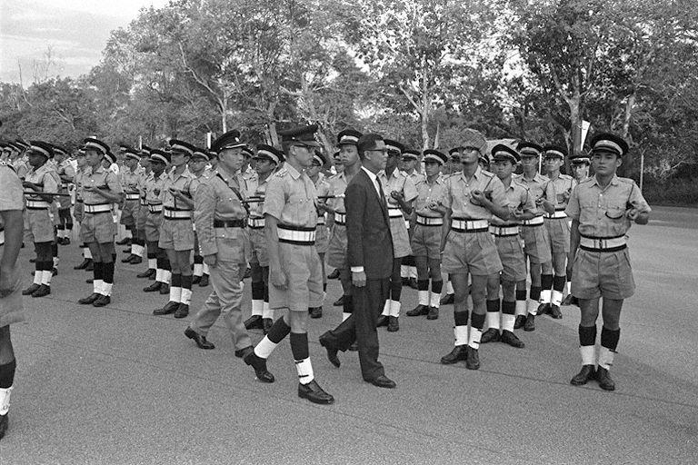 MINISTER FOR EDUCATION ONG PANG BOON INSPECTS CONTINGENTS AT