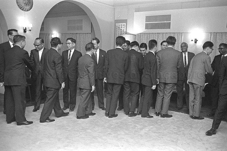 Guests interacting at cocktail reception during dinner in
