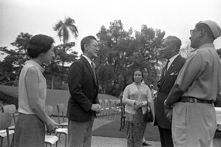 President Yusof Ishak at presentation of the colours to