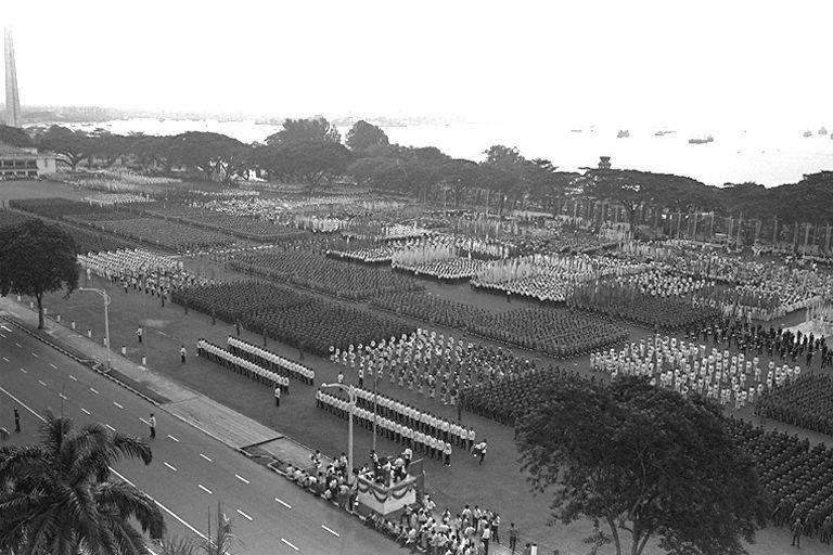 National Day Parade 1967 at the Padang - Bird's eye view of