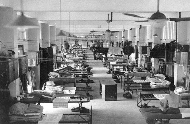 Interior view of barracks at RAF (Royal Air Force) Tengah,
