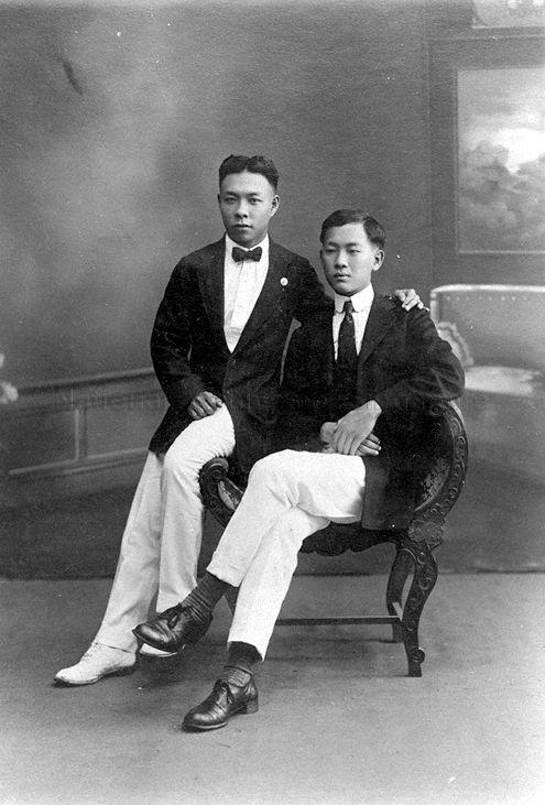 STUDIO PHOTOGRAPH OF TWO CHINESE MEN