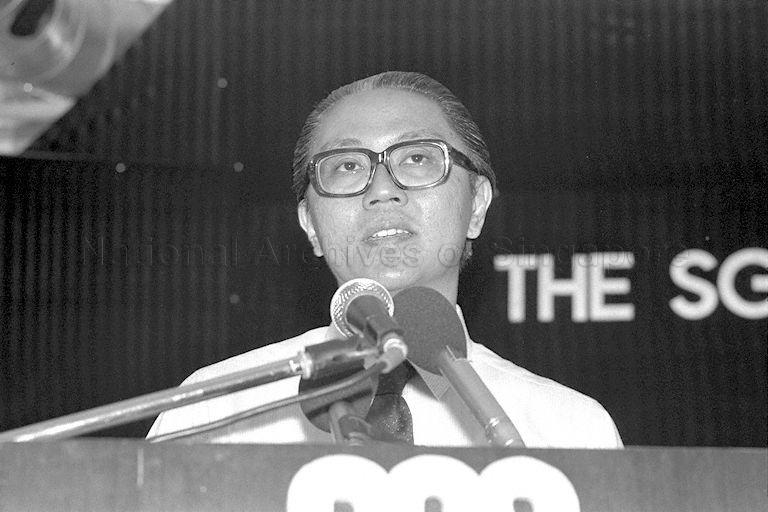 Finance Minister Dr Tony Tan giving a speech during the