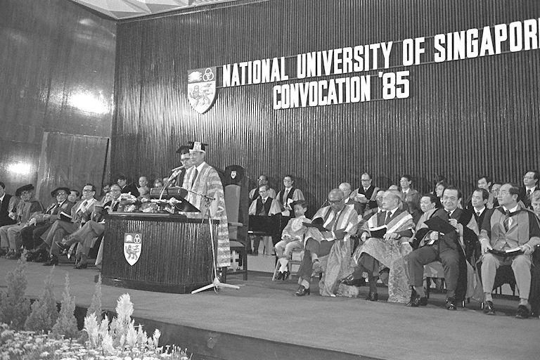 President Wee Kim Wee speaking at the first ceremony of the
