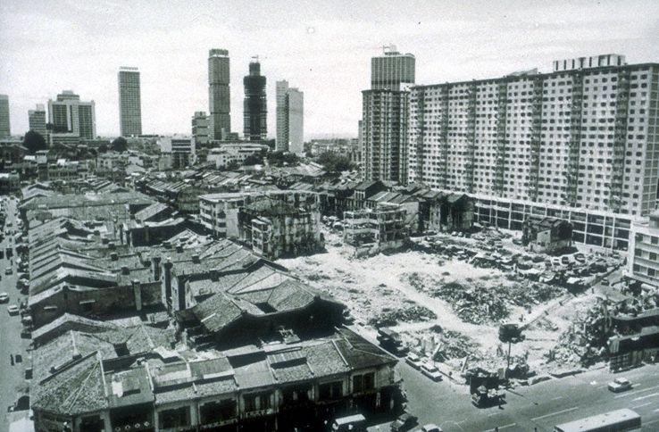 AERIAL VIEW OF CHINATOWN UNDER URBAN REDEVELOPMENT
