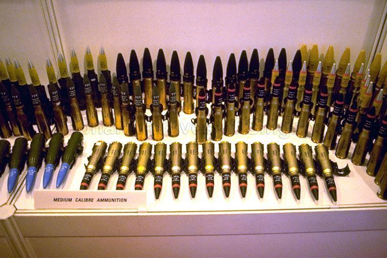 Medium calibre ammunition on display at Singapore Armed