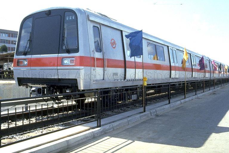 One of the first Mass Rapid Transit (MRT) trains delivered