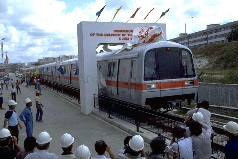 One of the first Mass Rapid Transit (MRT) trains delivered