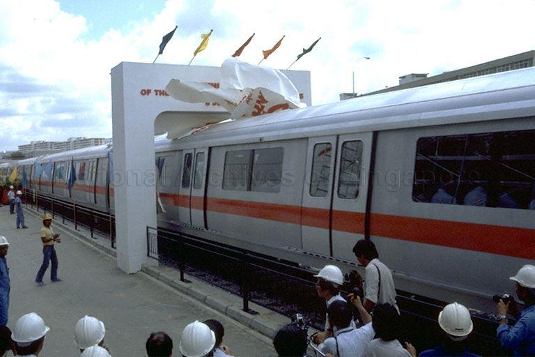 One of the first Mass Rapid Transit (MRT) trains delivered