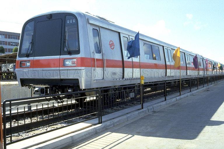 One of the first Mass Rapid Transit (MRT) trains delivered