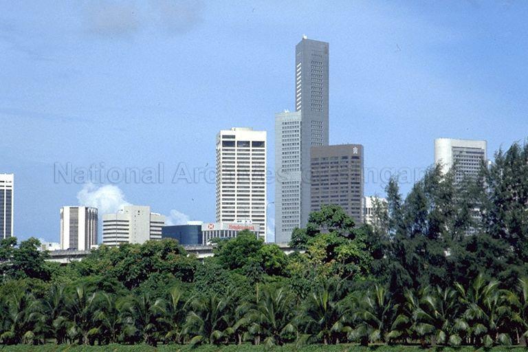 View of Raffles Place financial district, tallest building