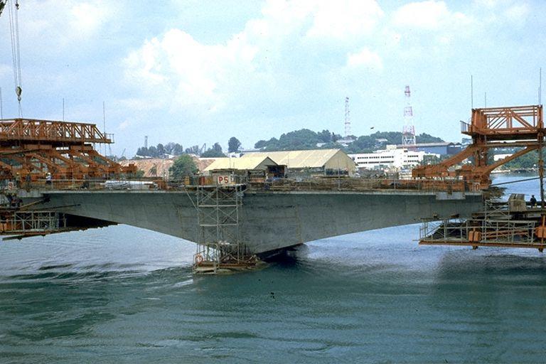 Causeway to Sentosa under construction (causeway was