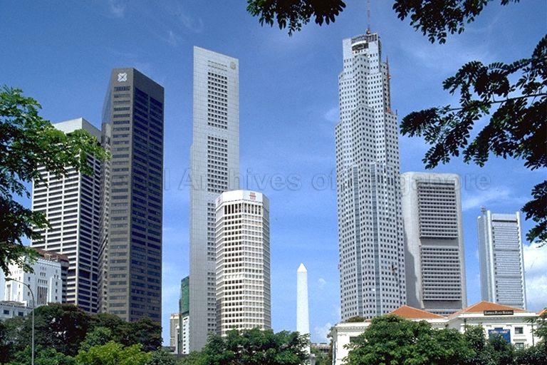 View of Raffles Place financial district; two tallest
