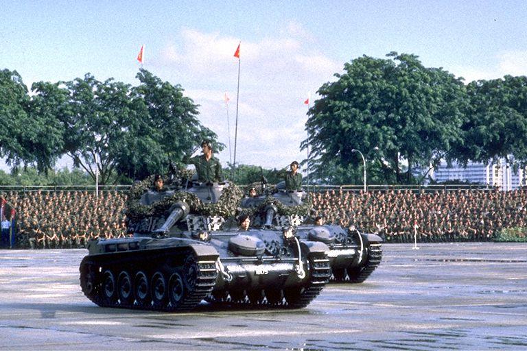 Mobile display of hardware during military parade to mark