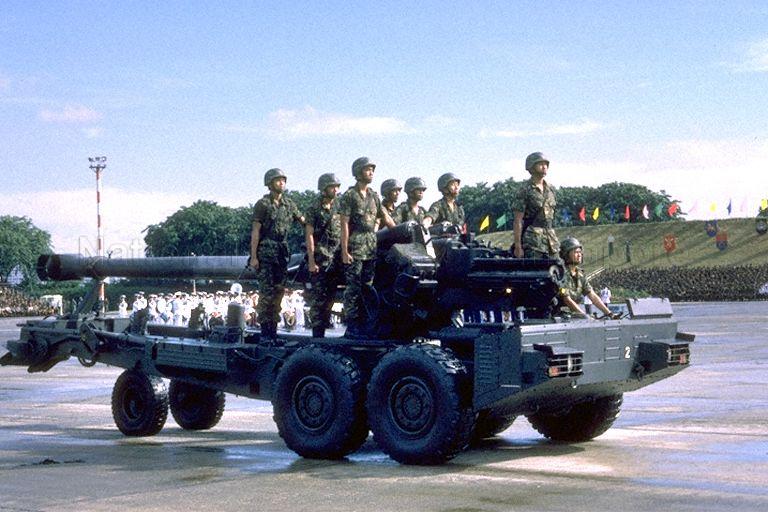 Mobile display of hardware during military parade to mark