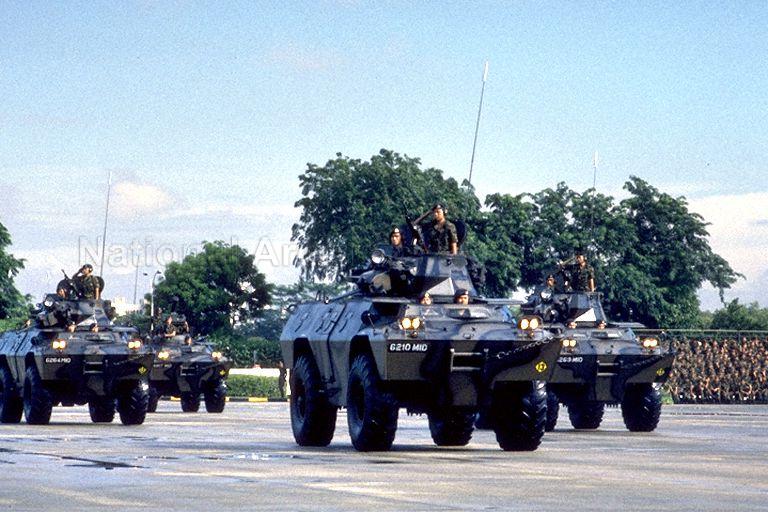 Mobile display of hardware during military parade to mark