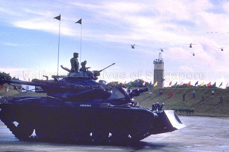 Mobile display of hardware during military parade to mark