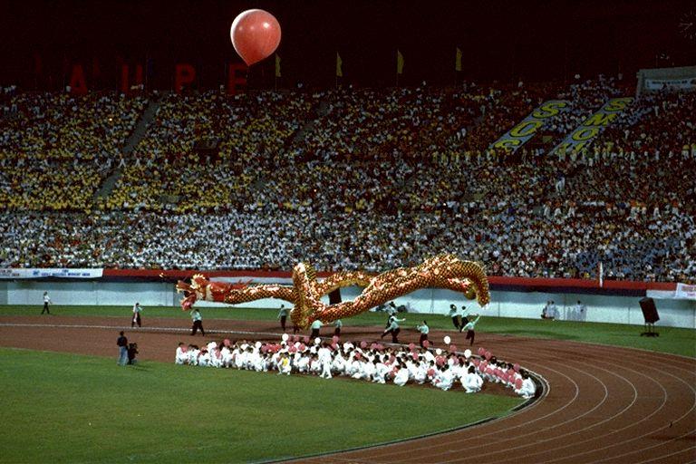 MASS DISPLAY PERFORMANCE AT MAY DAY RALLY, NATIONAL STADIUM