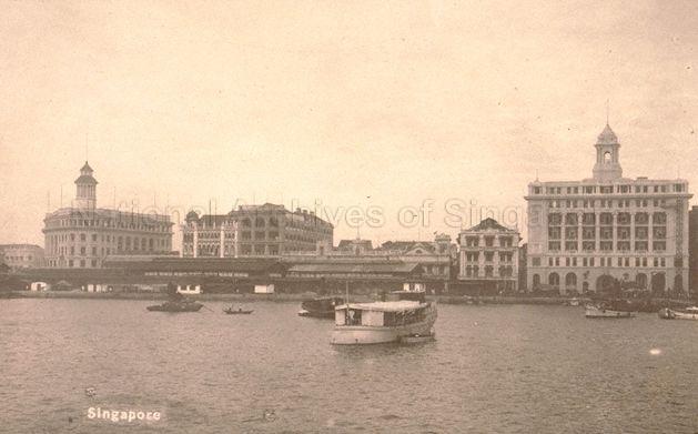 View of Collyer Quay from the sea, Singapore. Prominent