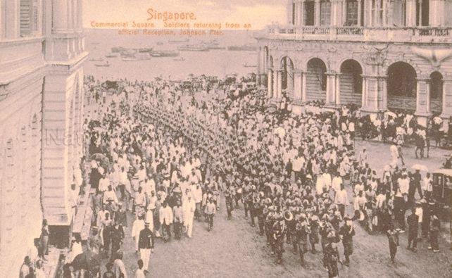 Soldiers of the Madras Infantry Regiment rehearsing for the