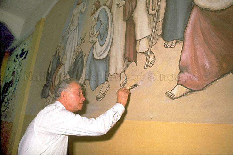 MR STANLEY WARREN, ARTIST OF THE CHANGI MURALS AT CHANGI,