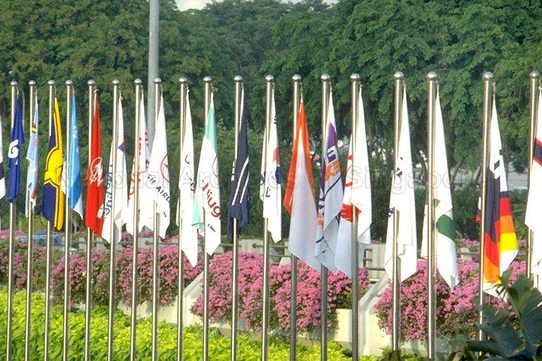 A DISPLAY OF FLAGS AT CHANGI AIRPORT (EARLY 1990S)