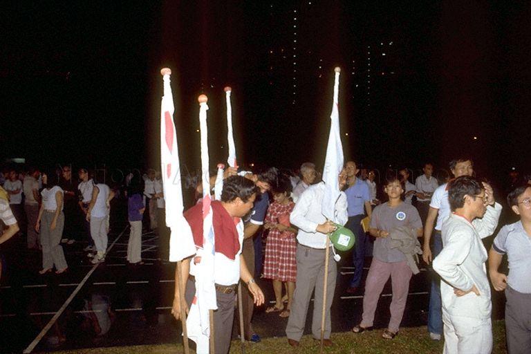 General Election 1984 - Party supporters waiting for