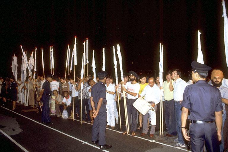 General Election 1984 - Party supporters waiting for
