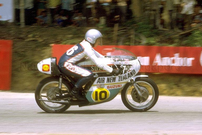 View of eventual winner Geoff Perry of New Zealand racing in